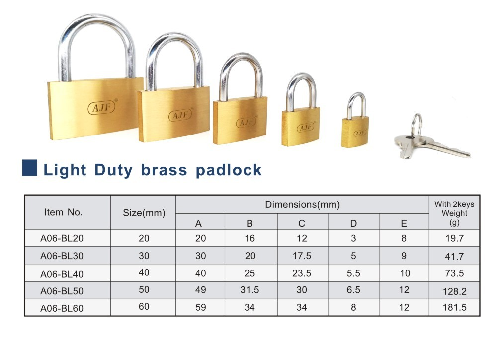 50mm Brass Padlock Thin Type - Ningbo AJF Locks Co., Ltd_Gym Locks,Love ...